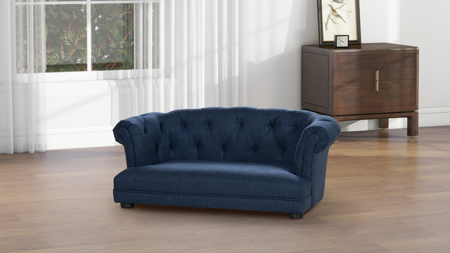 Kiki 36.5" Chesterfield Dog Sofa Bed, Medium, Pacific Blue - Jennifer Taylor Home