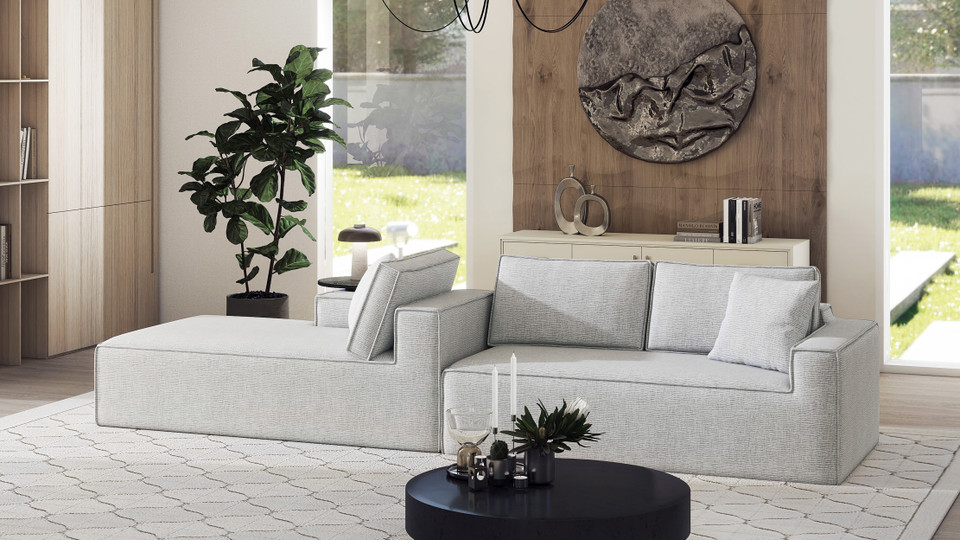 Brenley 110.5" LAF Sofa-in-a-Box Sectional Sofa, Ash Gray - Jennifer ...