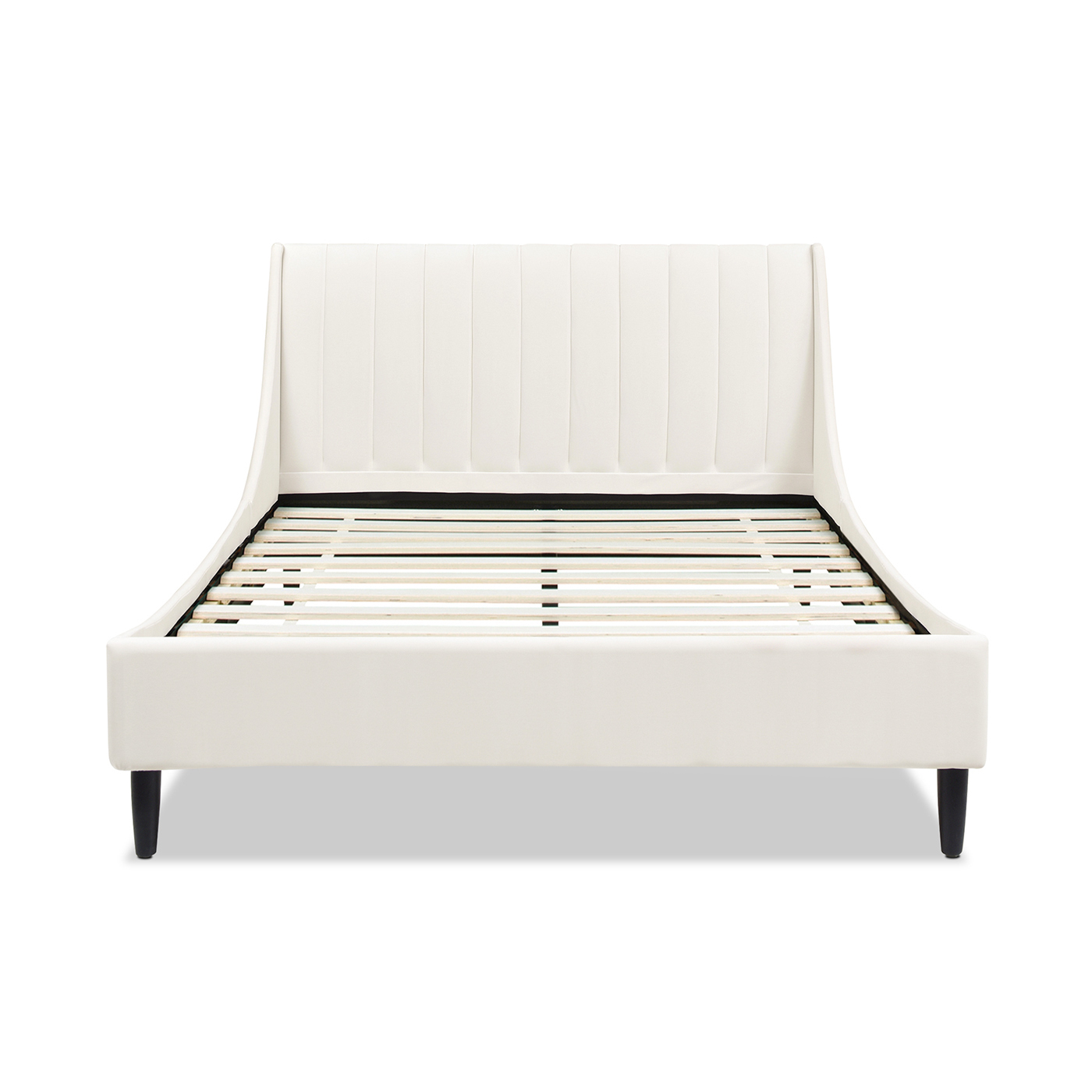 Aspen Vertical Tufted Headboard Platform Bed Set Queen Cloud White