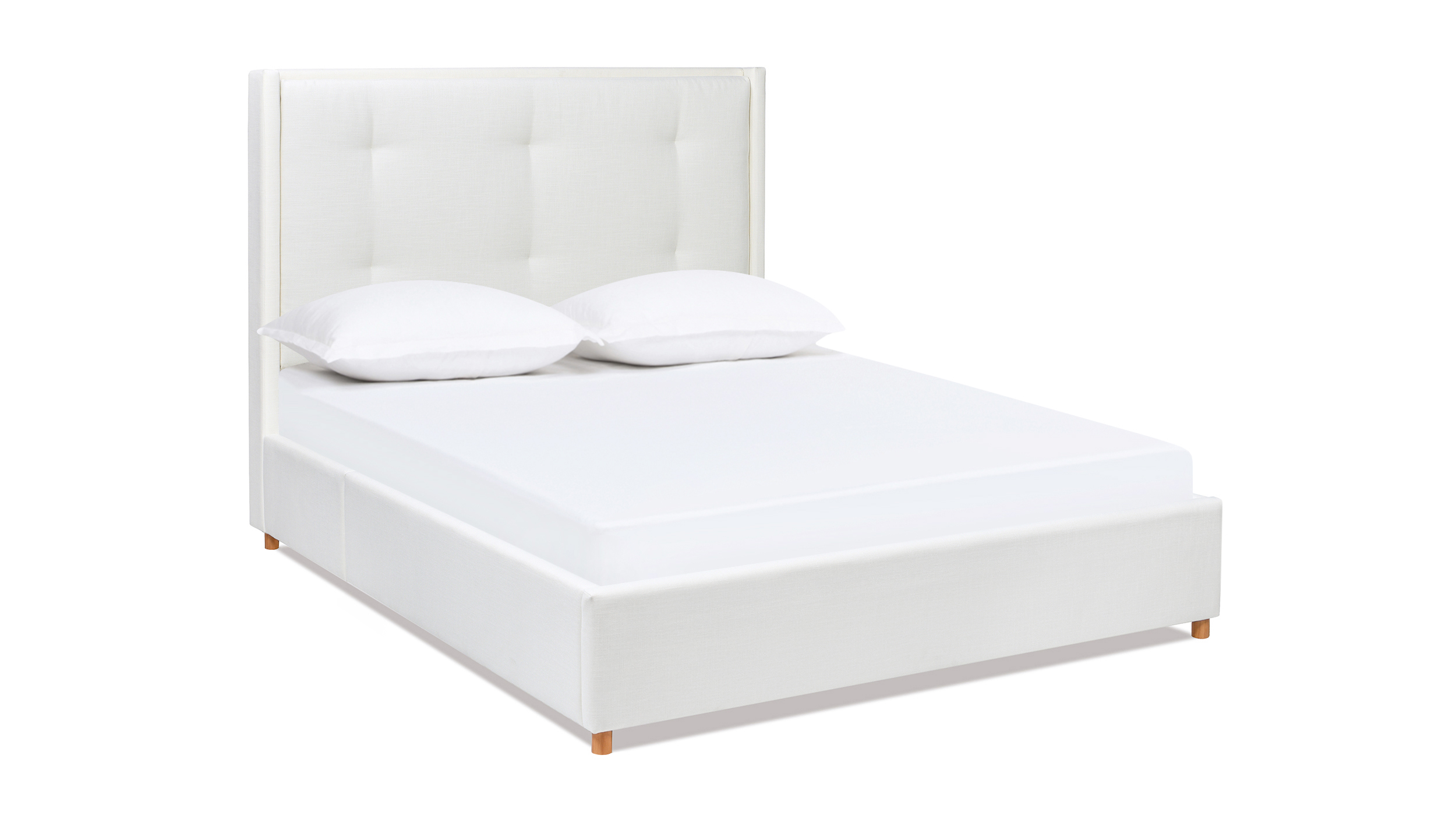 Miramar Queen Cushion Back Headboard Platform Bed Frame Antique White Jennifer Taylor Home