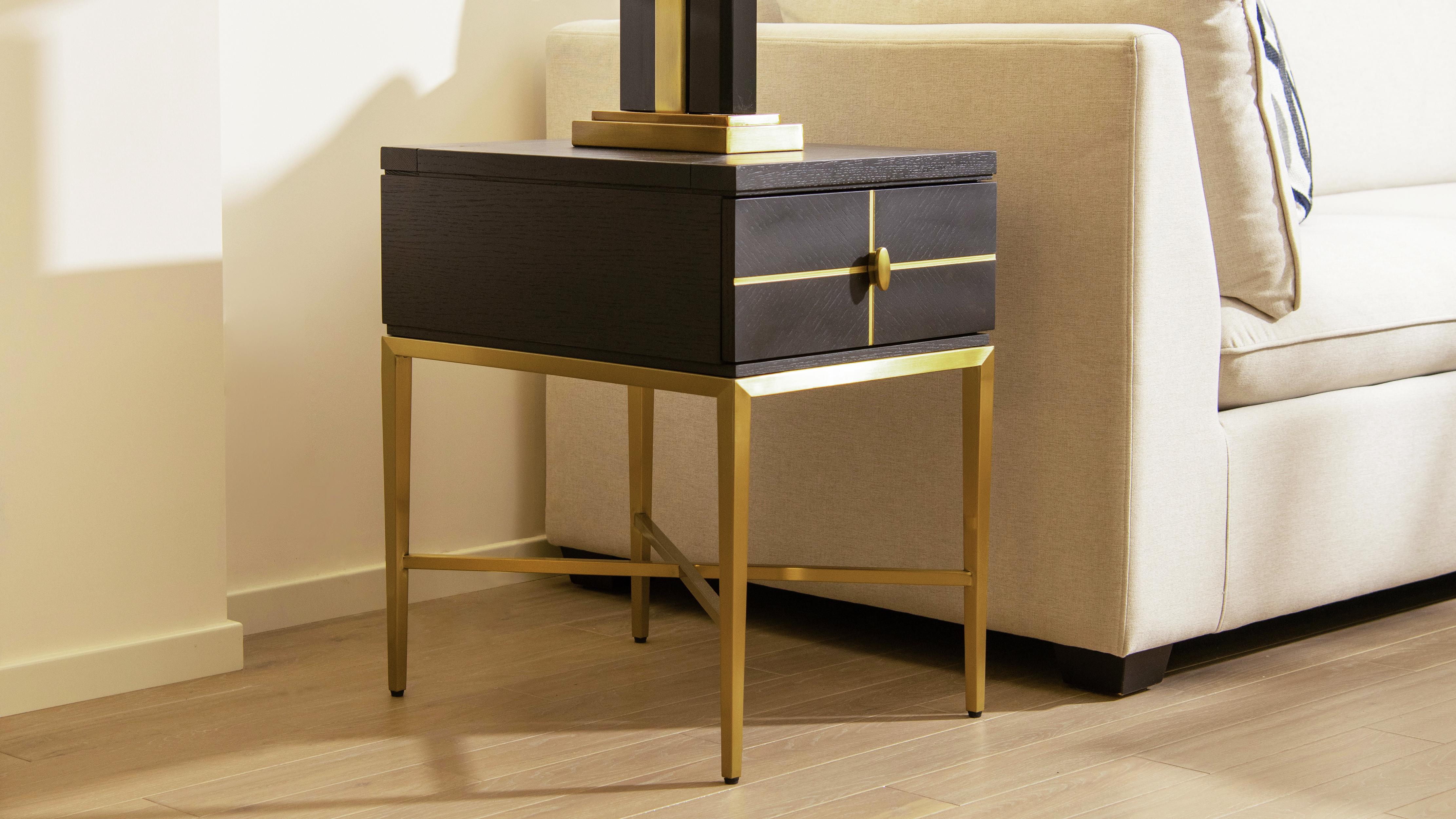 Kingsly 16" Wide Contemporary Glam Storage Side Table, Espresso Black ...