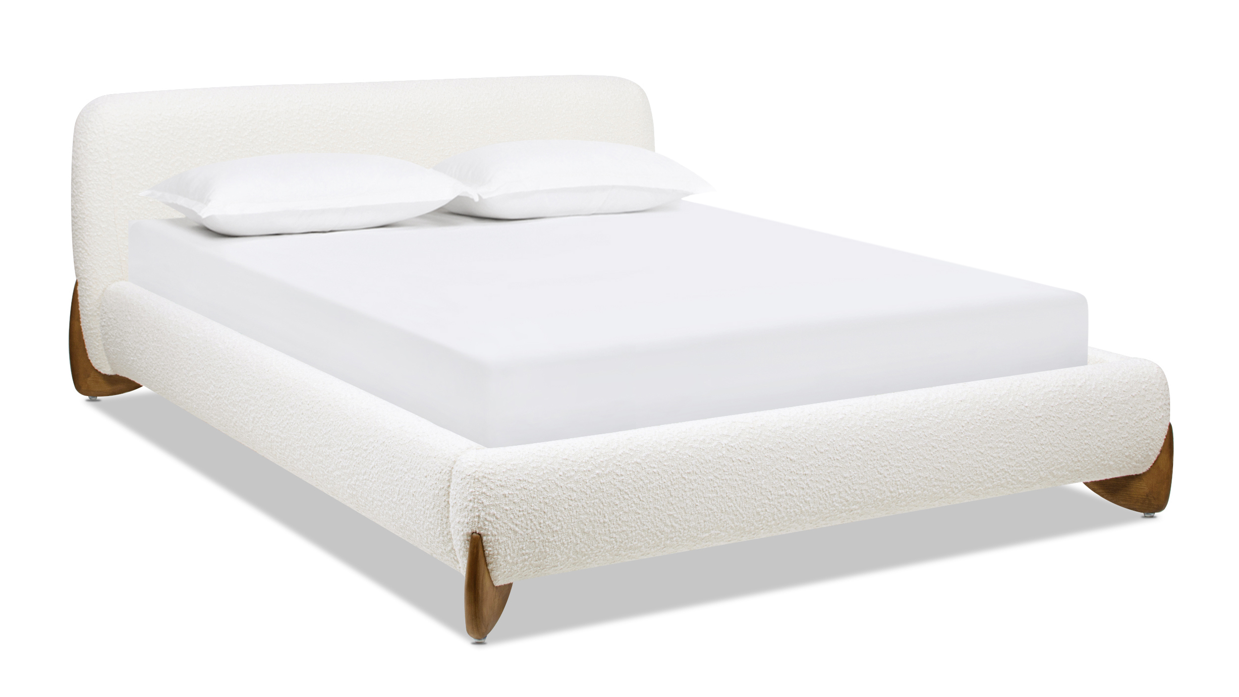 Alpine Puffy Modern Platform Bed, Queen, Ivory White Bouclé - Jennifer ...