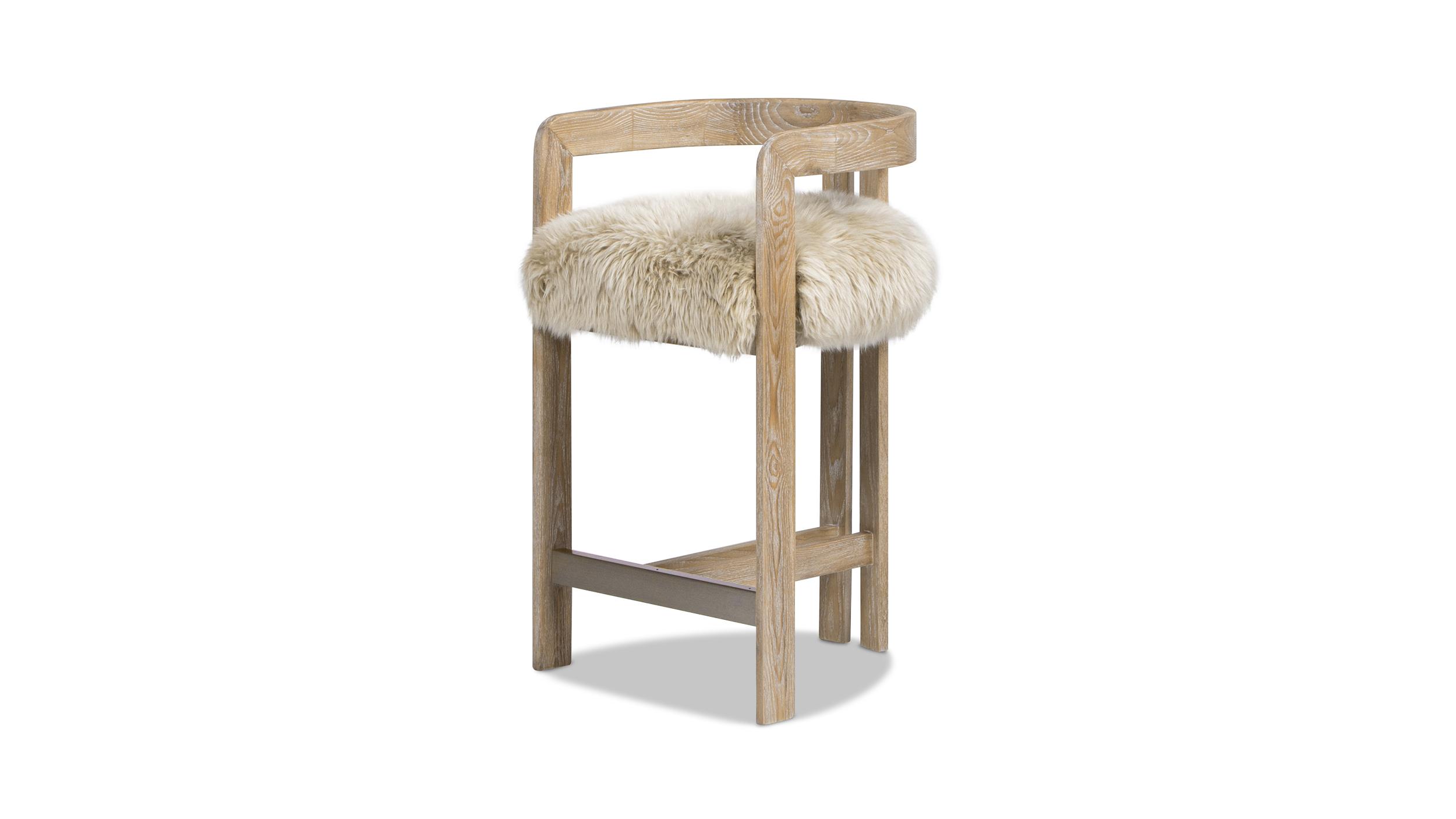 Millwick 26.5" Low Back Genuine Fur Counter Stool, Natural Blonde ...