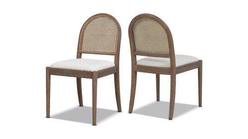 Jennifer Taylor Home Panama 18.5 Curved Cane Rattan Side Dining Chair Set of 2 White