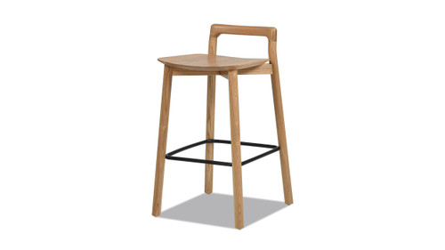 Sven 26.5" Modern Minimalist Low Back Wood Counter Stool, Natural ...