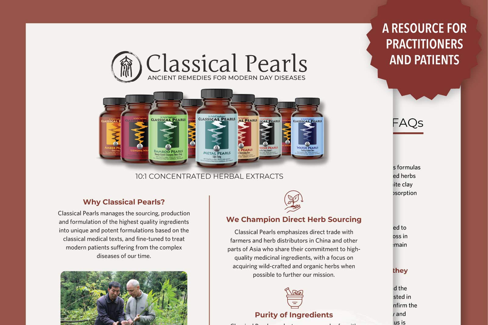 Practitioner and Patient Reference Sheet and FAQs - Classical Pearls Herbal Formulas