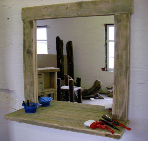 home dark brown and natural driftwood salon mirror styling station