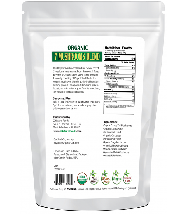 Organic Seven Mushroom Blend Powder