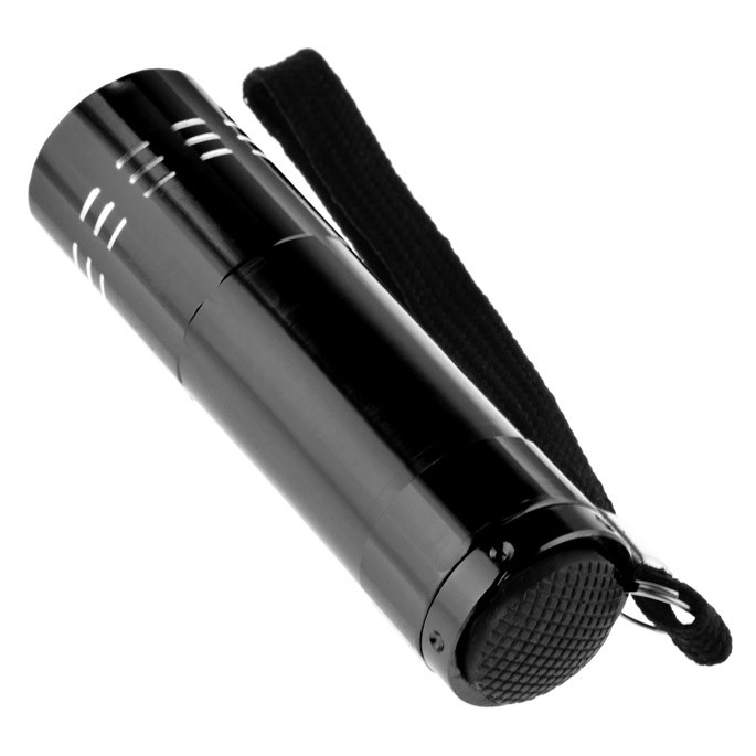 Compact 9 LED Aluminum Flashlight with Wrist Strap - 3 1/4" Long ...