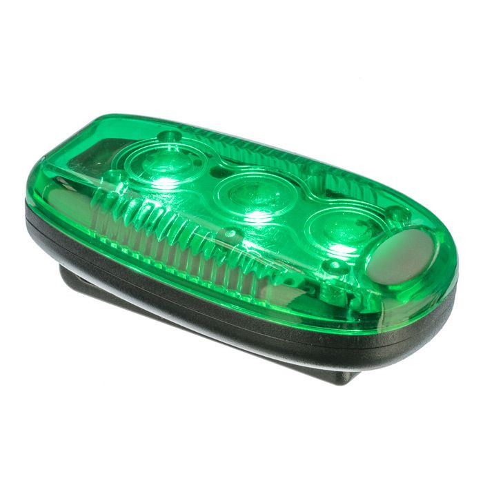 Clip On Green LED Safety Strobe Light - 3 Stage - Batteries Included ...