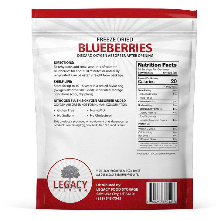 Legacy 60 Serving Freeze Dried Blueberries - 6 Pack - Legacy Emergency ...