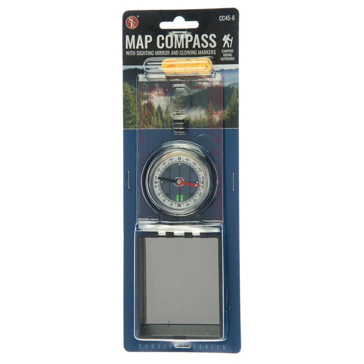 Folding Map Compass With Sighting Mirror - Camping Tools Supplies