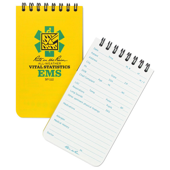 Rite in The Rain EMS Vital Stats Notebook 112 - CERT Kits Supplies