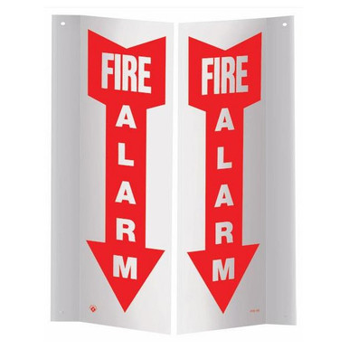 3D Angle Rigid Plastic Fire Alarm Arrow Sign - 4" x 12" - Fire ...