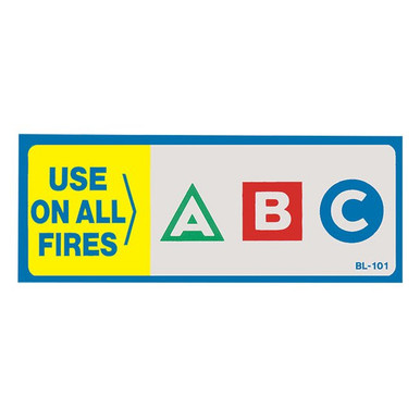 USE ON ALL FIRES - ABC Fire Classification Label - 4 1/2" x 1 3/4 ...