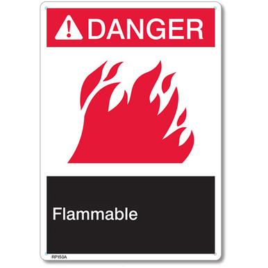 Danger Flammable Rigid Plastic Sign - 7" x 10" - Safety Signs - Danger ...