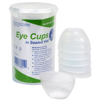 Dynarex 3380 Disposable Eye Wash Cups - Sealed Vial of 6 - First Aid ...