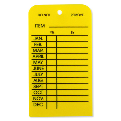 Plastic Fire Extinguisher Monthly Inspection Tag - Yellow - 2 3/8" x 4 ...