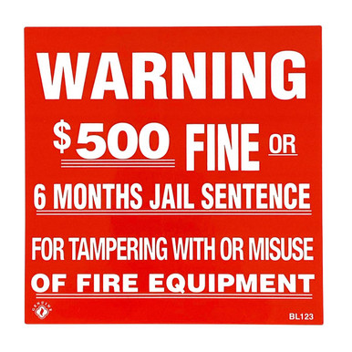 Warning For Tampering With Fire Equipment Sticker - Vinyl Self-Adhesive ...