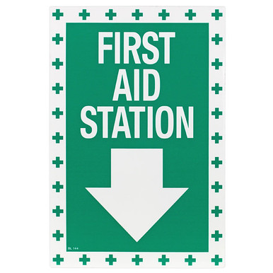 First Aid Station Arrow Sign - Vinyl Self-Adhesive - 8" x 12" - Safety ...