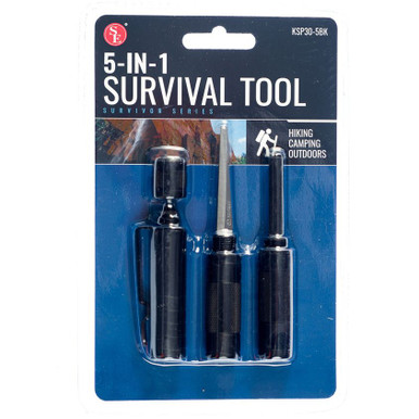 5-in-1 Compact Survival Tool, Compass, Punch, Striker, Flint, Whistle ...