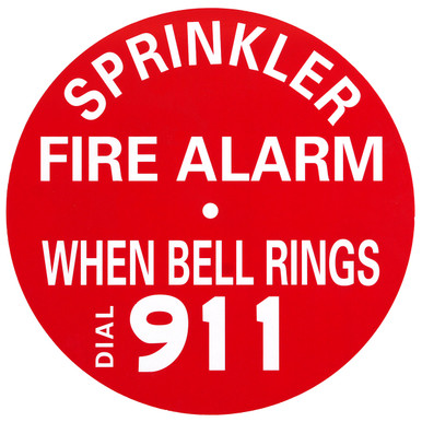 Sprinkler Alarm Sign - Plastic - 7" Dia. - Safety Signs - Danger ...