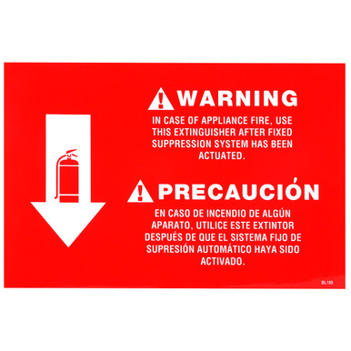 Kitchen K-Class Fire Extinguisher Warning Sign - 12" x 8"