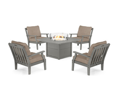 Trex Yacht Club 5 Piece Deep Seating Set With Square Fire Pit Table