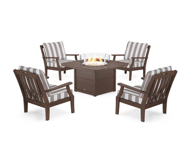 Trex Yacht Club 5 Piece Deep Seating Set With Fire Pit Table
