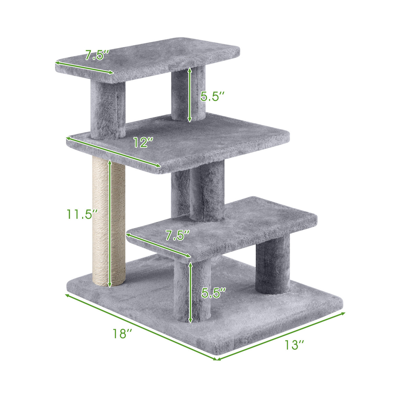 Cat Stairs for Bed - 3-Tier Plush Steps with Scratching Posts