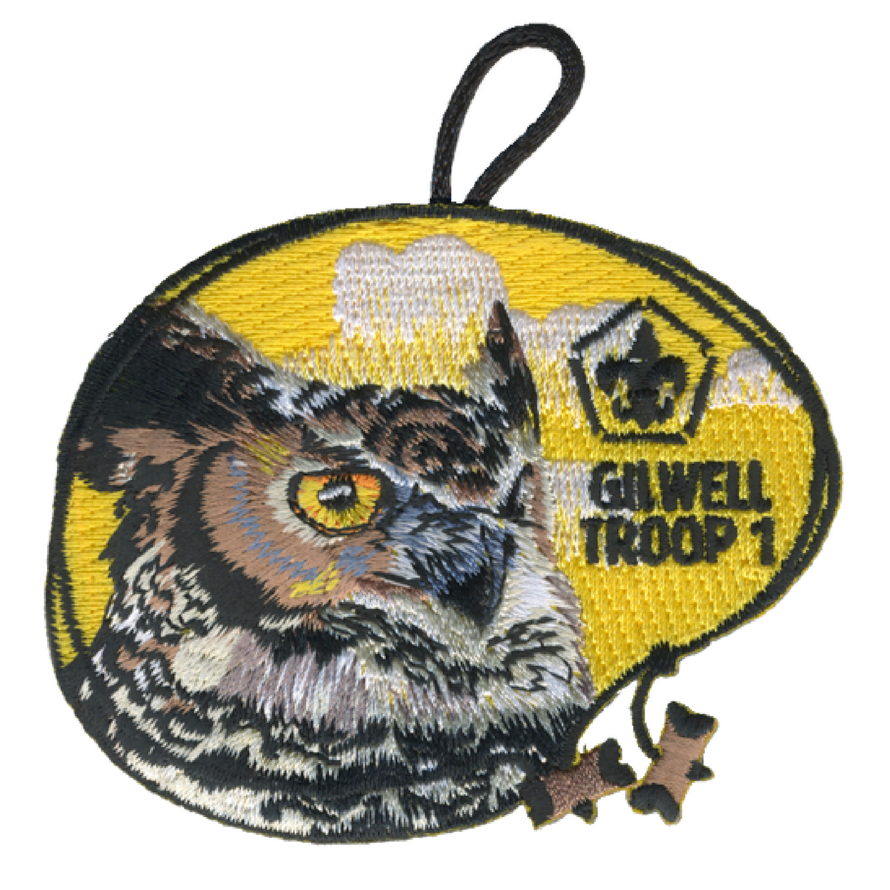 Wood Badge Owl Critter with Beads Embroidered Patch - Gilwell Troop 1