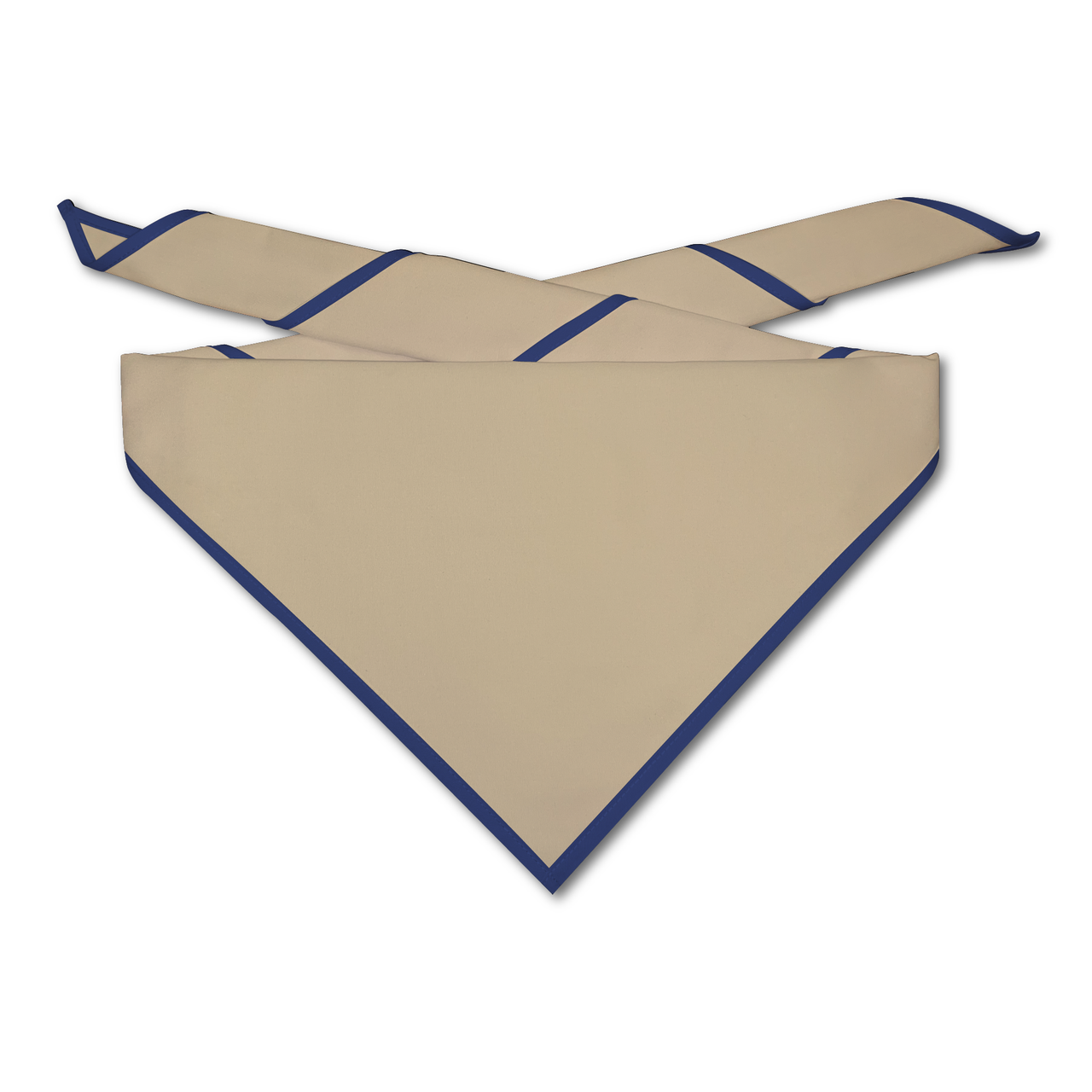Blank Dark Khaki Neckerchief with Navy Piped Edge