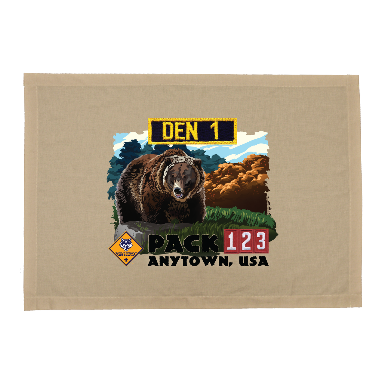 Cub Scout Den Flag - Bear - Realistic Rank Den Design