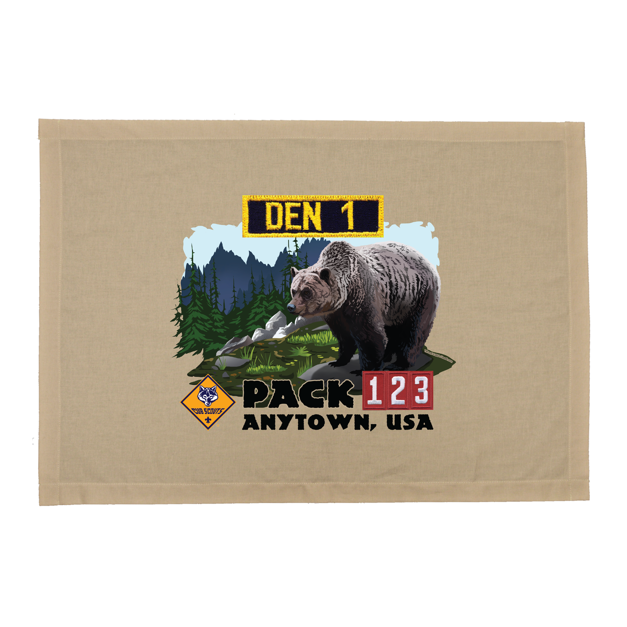 Cub Scout Den Flag - Bear - Realistic Rank Den Design