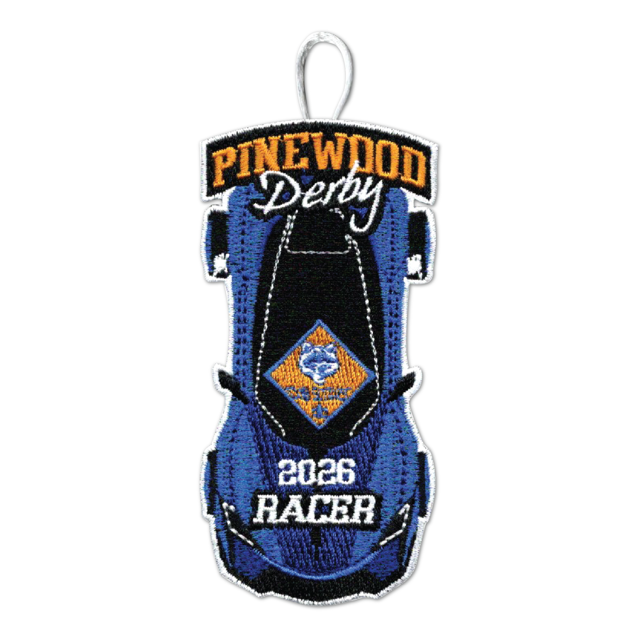 2026 Pinewood Derby Embroidered Patch - Cub Scout Racer