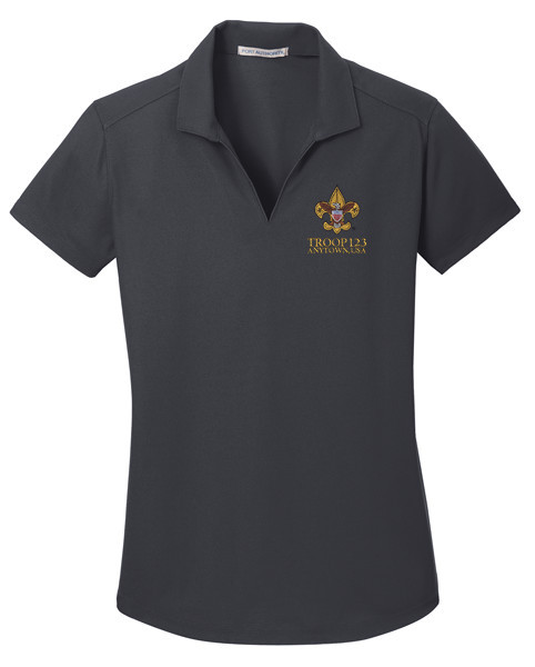 Grid Ladies Wicking Polo with Embroidered Scouting America Universal Logo