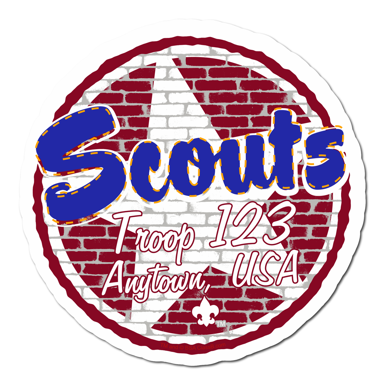 Scout Troop Sticker 8 pack - Brick Wall Design