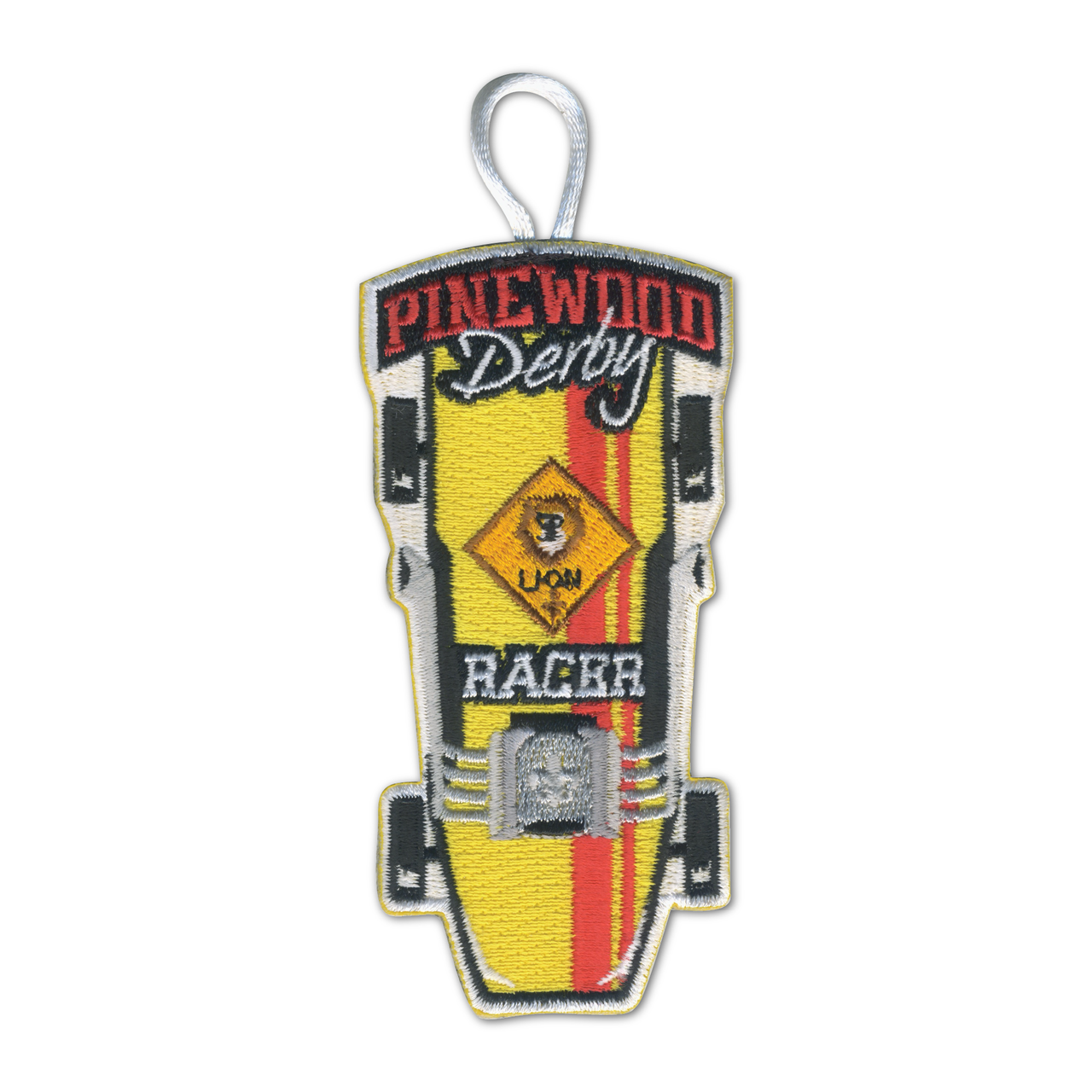 Pinewood Derby Racer Patch - Lion Retro - Fully Embroidered