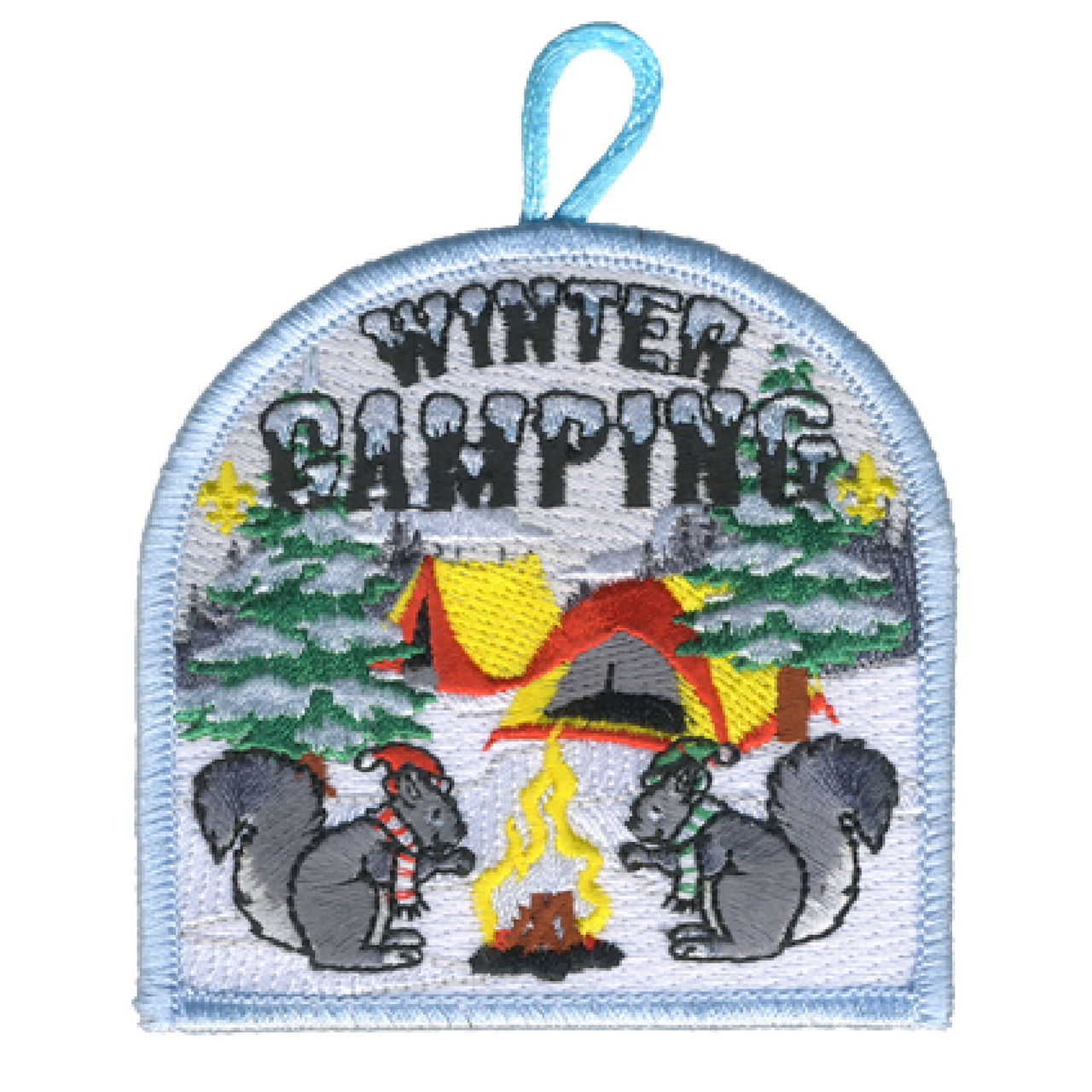 Winter Camping Activity Embroidered Patch Squirrels Design