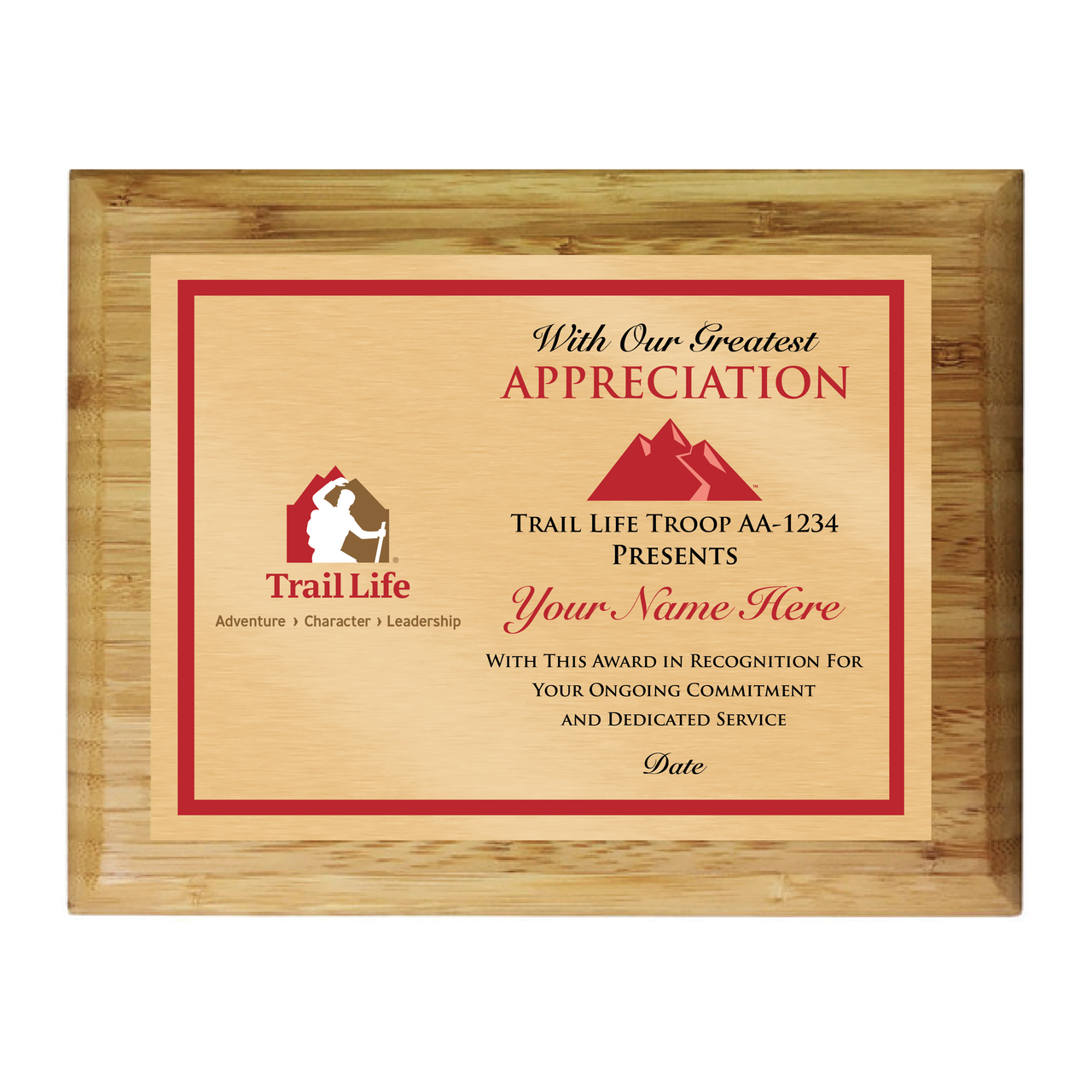 Trail Life USA Wood Plaque – TLUSA Logo Horizontal Plaque
