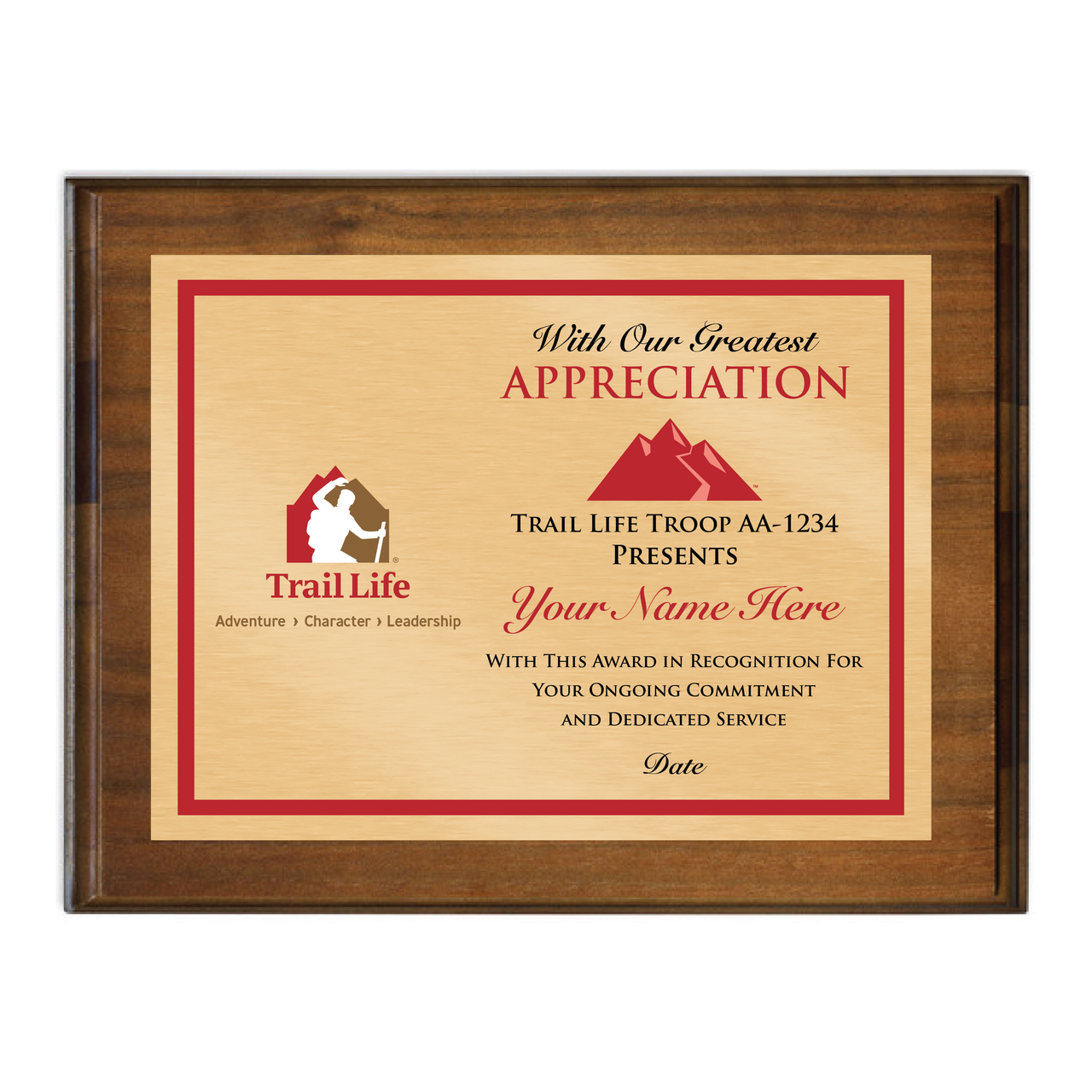 Trail Life USA Wood Plaque – TLUSA Logo Horizontal Plaque