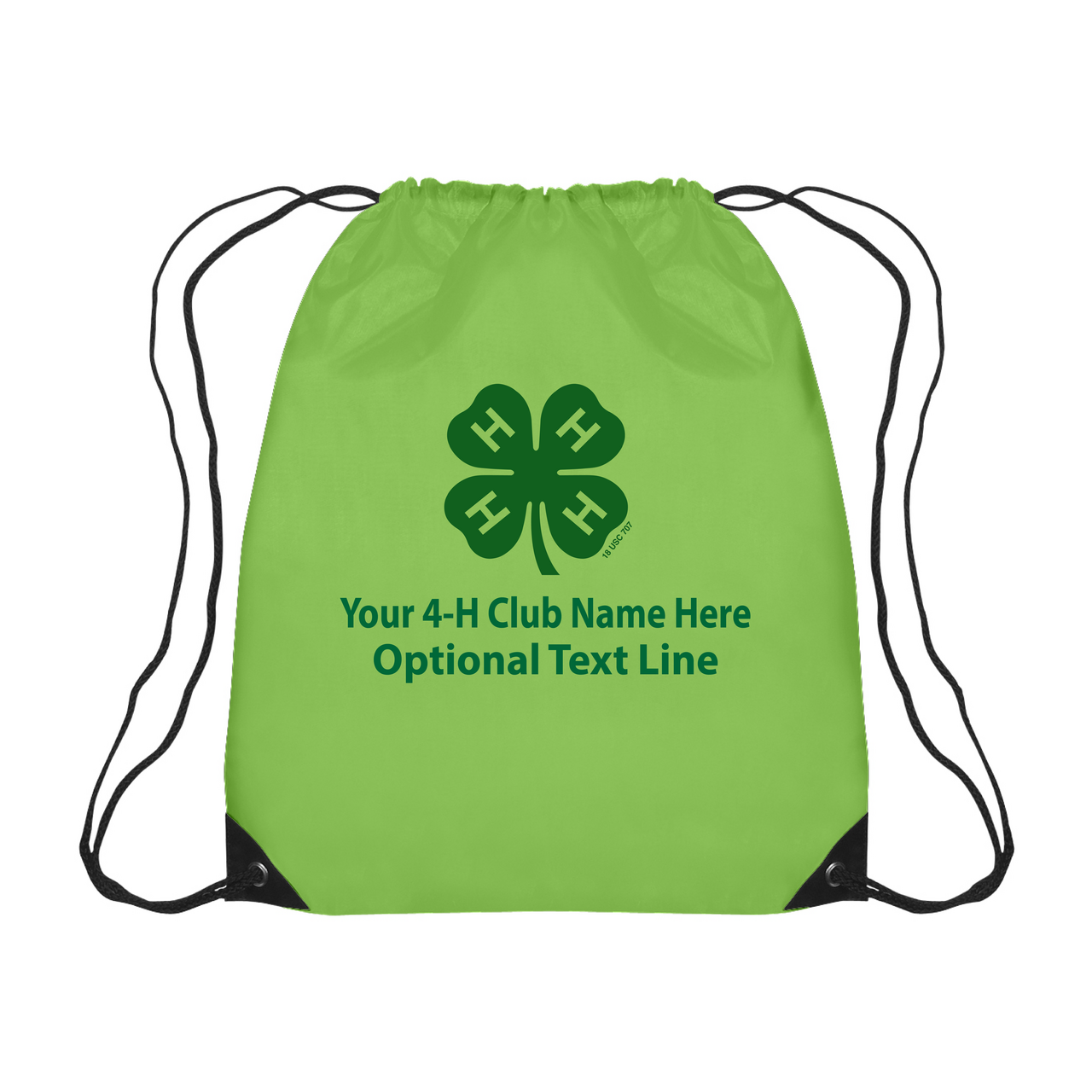 Drawstring bags with custom 4-H design - 150 pcs - only $2.47 each