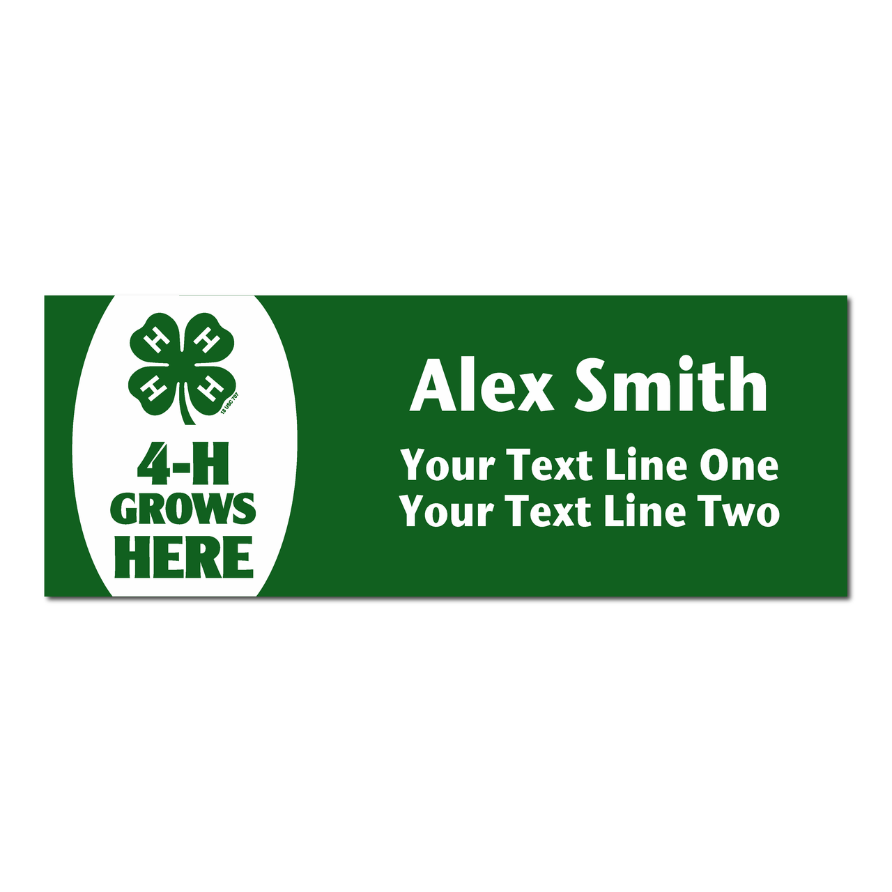 Custom 4-H Name Tag - 4-H Grows Here Magnetic 1x3 Personalized Name Badge