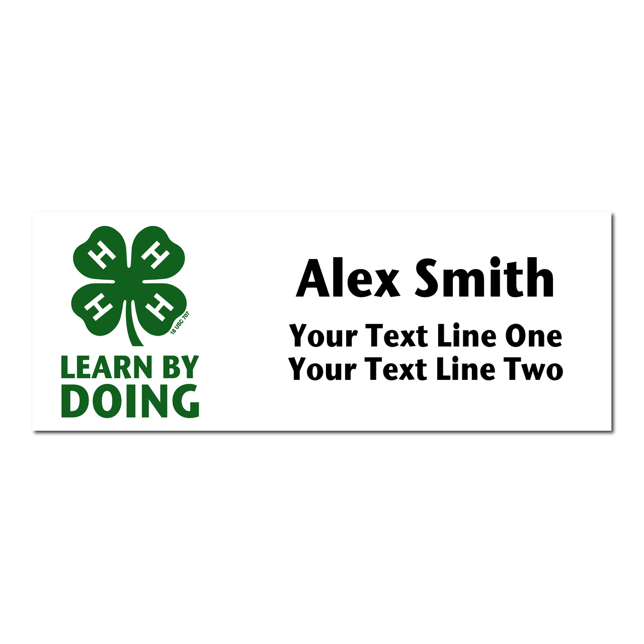 Custom 4-H Name Tag - Learn By Doing Magnetic 1x3 Personalized Name Badge
