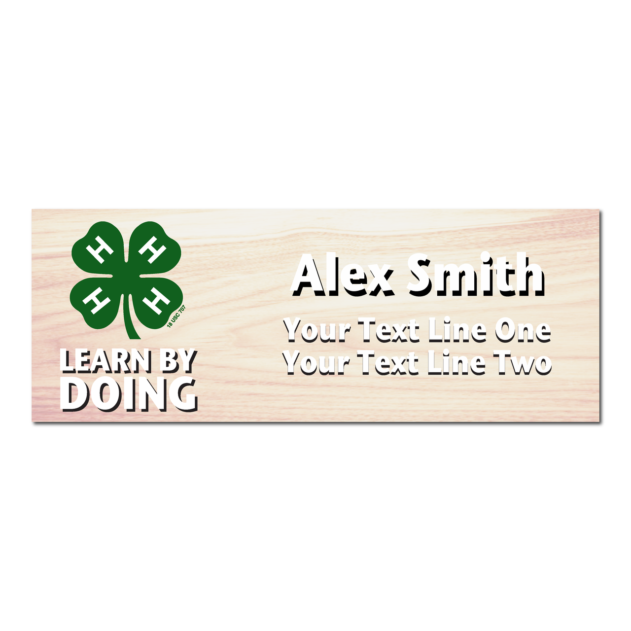Custom 4-H Name Tag - Learn By Doing Magnetic 1x3 Personalized Name Badge