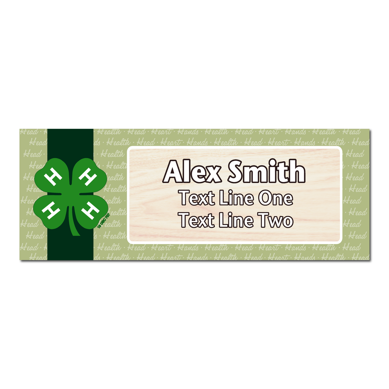 Custom 4-H Name Tag - 4-H Values Magnetic 1x3 Personalized Name Badge