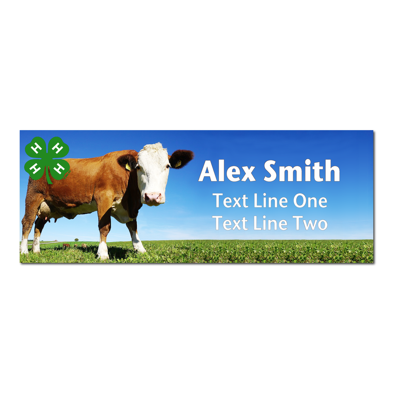 Custom 4-H Name Tag - Cow Photo Magnetic 1x3 Personalized Name Badge