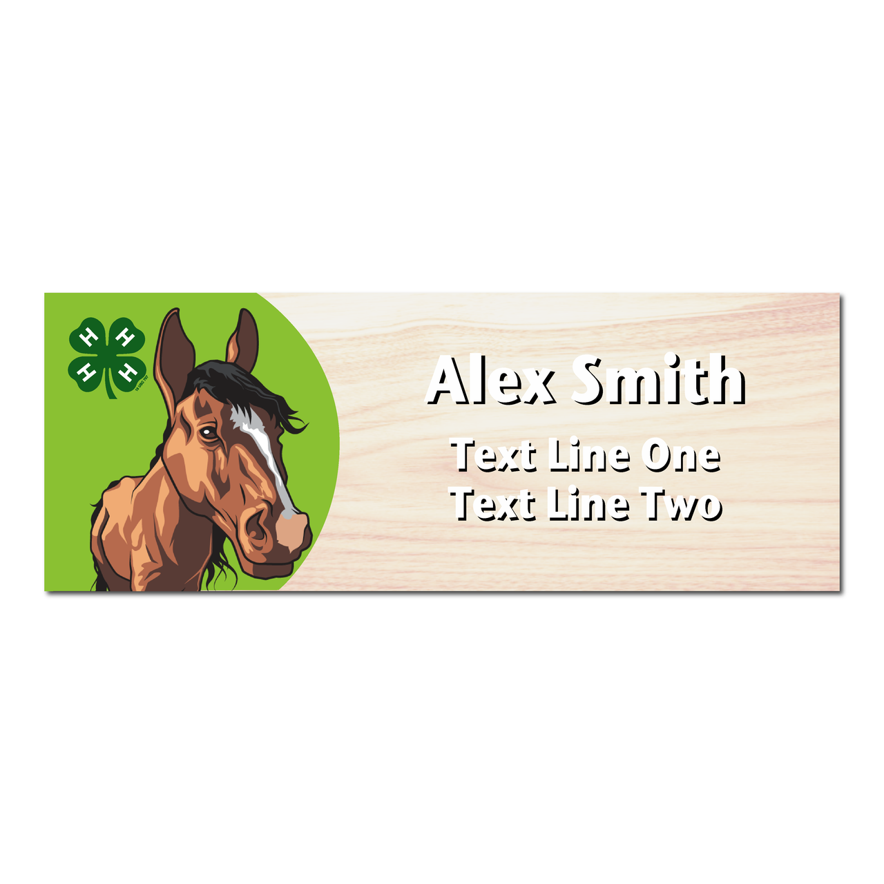Custom 4-H Name Tag - Horse On Green Magnetic 1x3 Personalized Name Badge