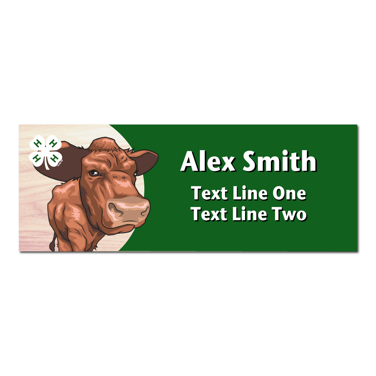 Custom 4-H Name Tag - Beef Cattle with Green Background Magnetic 1x3 ...