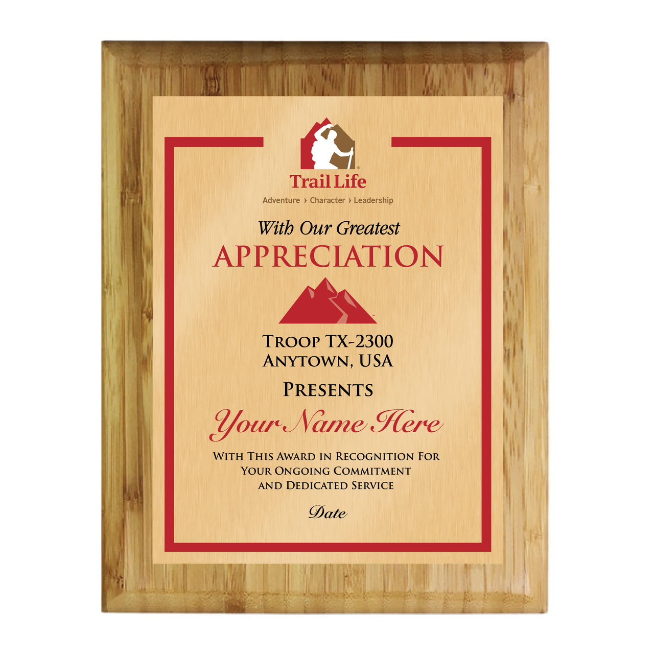 Trail Life USA Wood Plaque – TLUSA Logo Vertical Plaque